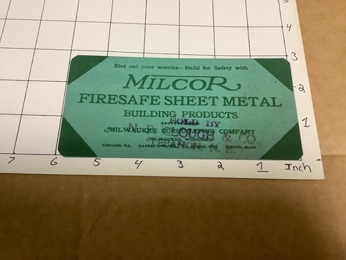 Original blotter: MILCOR firesafe sheet metal building products ...