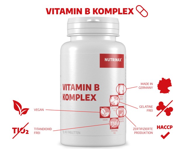 Nutrinax Vitamin B Komplex Hochdosiert 365 Tabletten - Alle 8 B ...