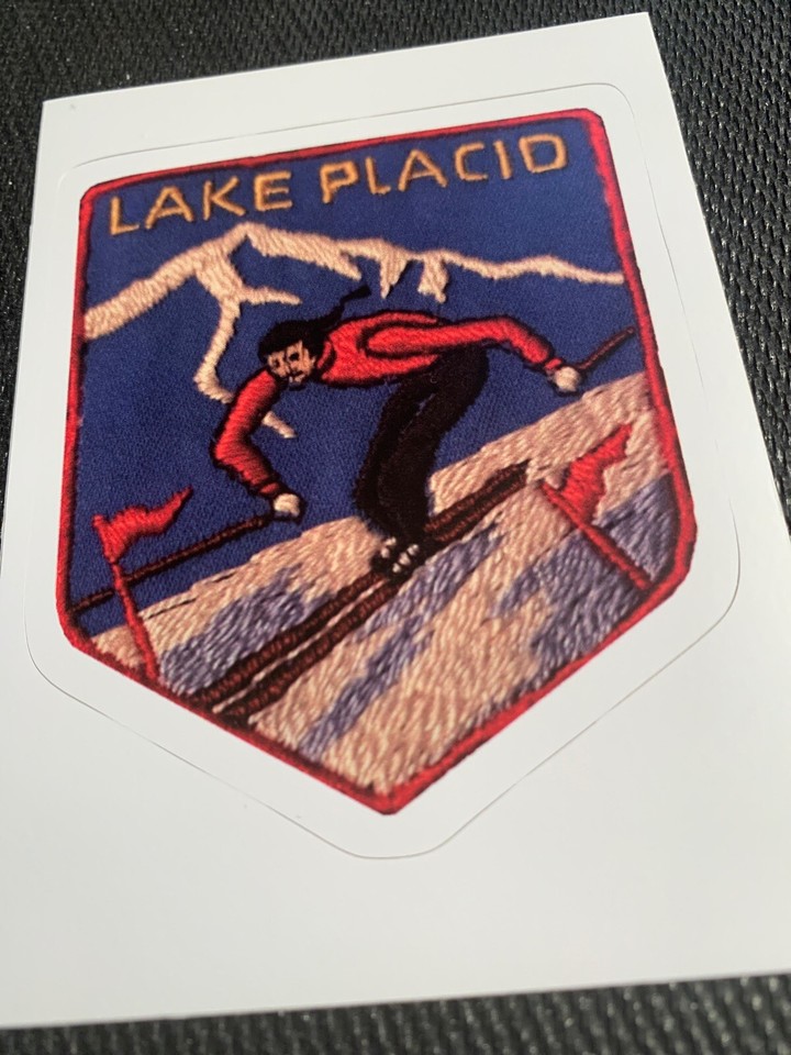 LAKE PLACID NEW YORK Vintage Style Travel Decal, Vinyl STICKER of a ...