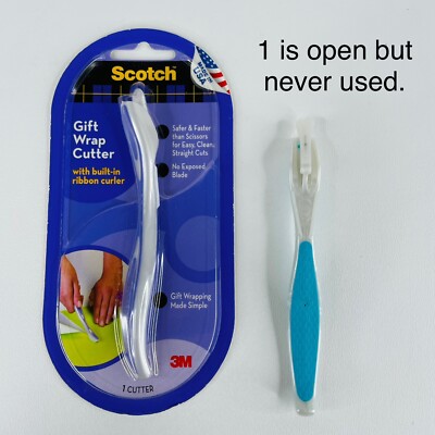 2 Scotch 3M Gift Wrap Cutter Tool with Built in Ribbon Curler Paper ...