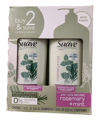 Suave Frizz Control Shampoo & Conditioner Set Rosemary & Mint 18 oz ...
