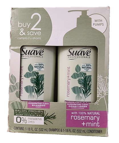 Suave Frizz Control Shampoo & Conditioner Set Rosemary & Mint 18 oz ...