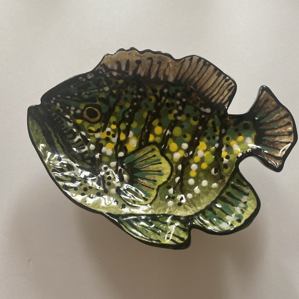 Ceramic Fish Soap Dish Trinket Dish Shades Green Yellow Lake Coastal ...