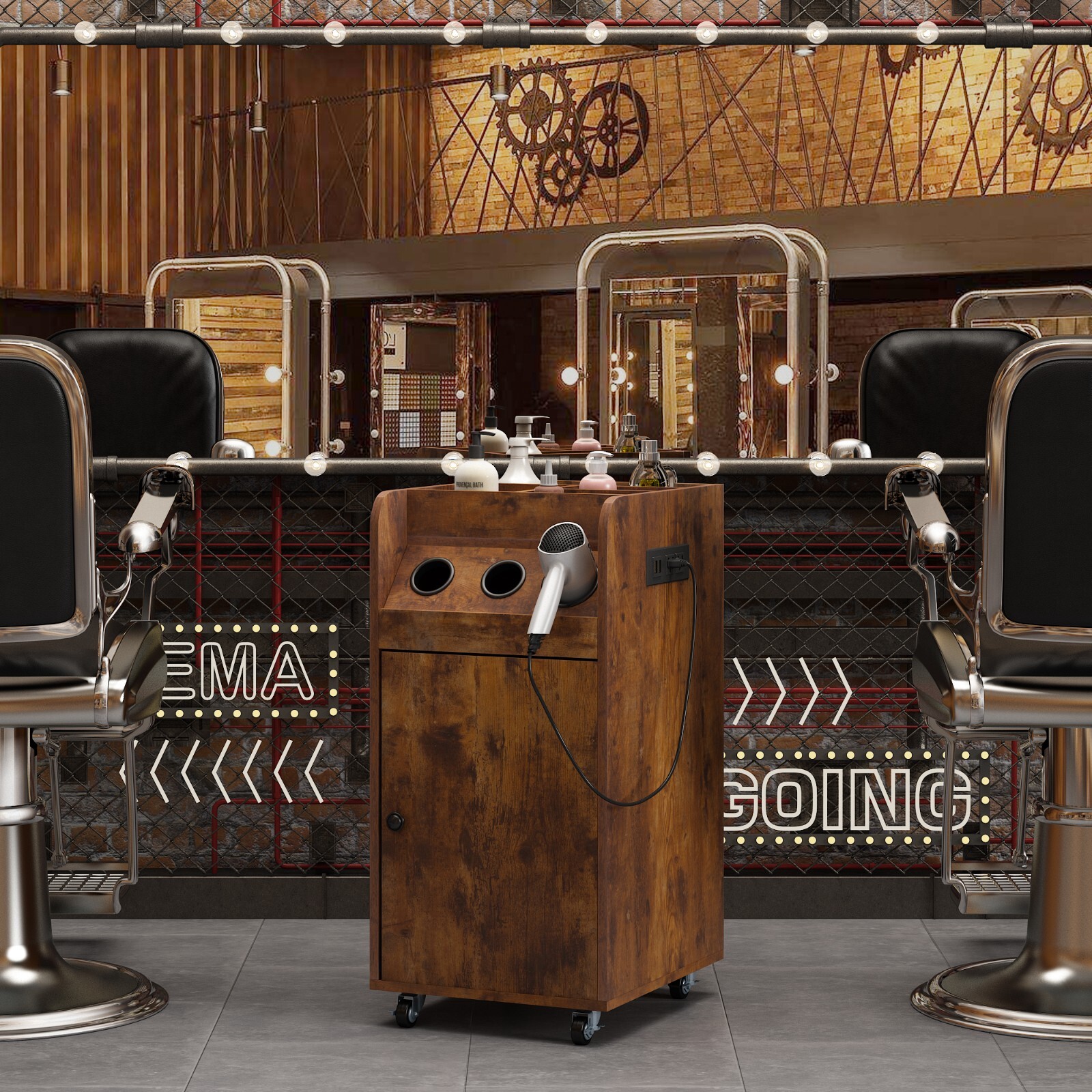 Hair Salon Trolley Wood Rolling Cart Salon Beauty Station Stylist ...