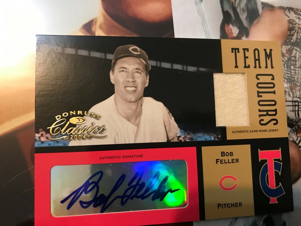 BOB FELLER AUTO /100 2004 DONRUSS CLASSICS SIGNATURE TEAM COLORS ...