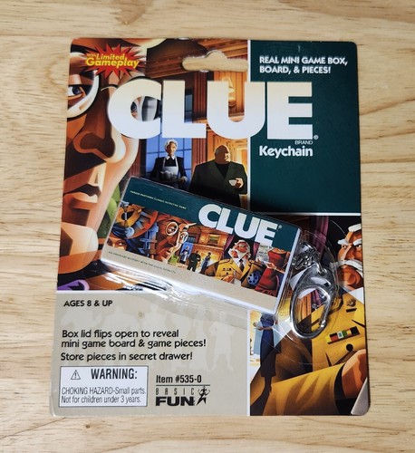 Hasbro Clue Keychain Mini Game Box, Board & Pieces 2005 Basic Fun Item ...