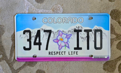 REAL COLORADO LICENSE PLATE RESPECT LIFE AUTO NUMBER CAR TAG FLOWER ...