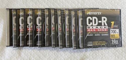 11 NEW Memorex BLACK ALL USE CD-R 16x Multi Speed 700MB 80 Minute ...