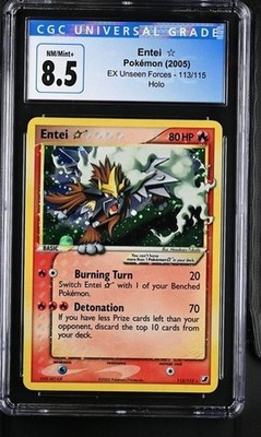 Pokemon Gold Star EX Unseen Forces #113 Entei Holo PSA 9 CGC 8.5 Mint ...