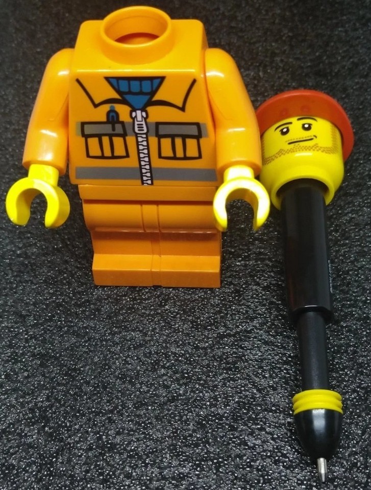 Lego Retractable Ink Pen Big Orange Construction Worker Minifigure ...