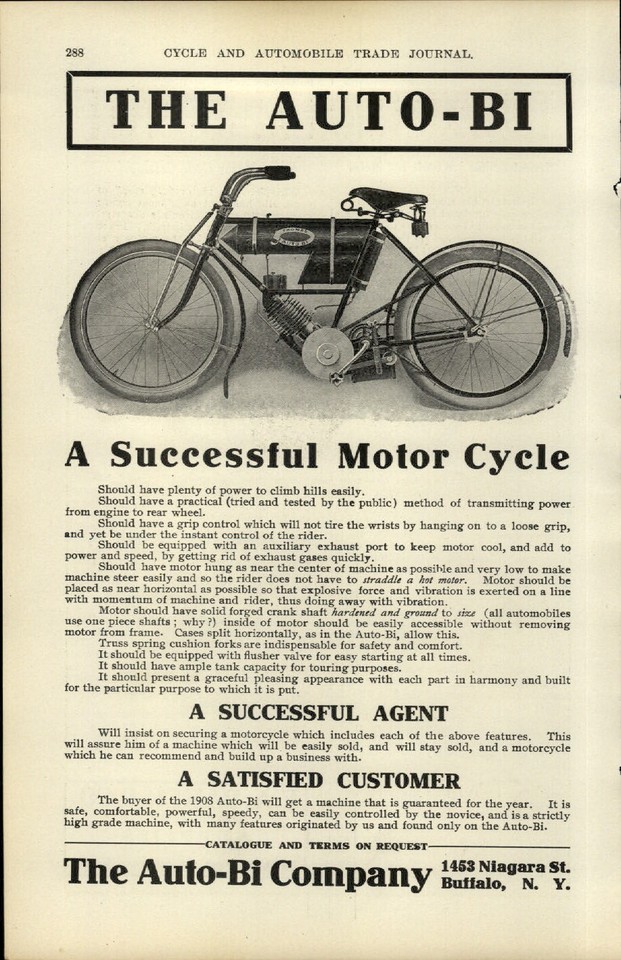 1908 PAPER AD CAR AUTO ARTICLE Indestructible Motorcycle Wheels Auto-Bi ...