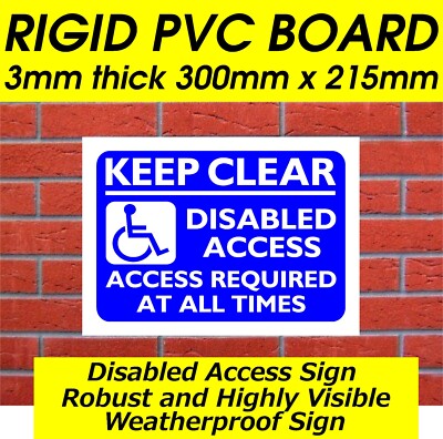 KEEP CLEAR DISABLED ACCESS ACCESS REQUIRED AT ALL TIMES SIGN | eBay