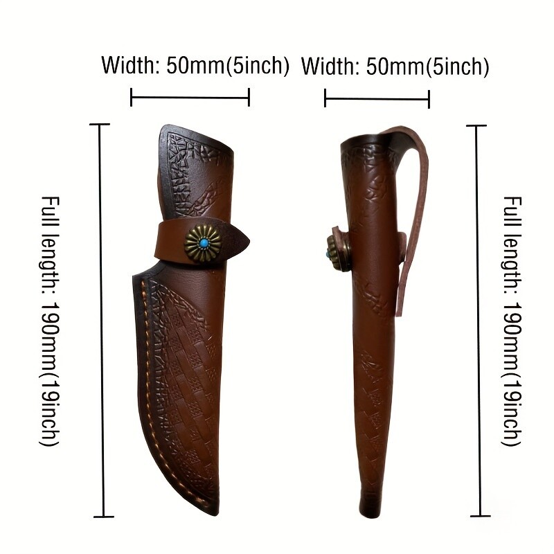 1PCS Retro Leather Fixed Blade Sheath Straight Knife Pouch Belt Loop ...