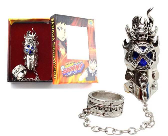 Anime# Katekyo Hitman Reborn Finger Rings Vongola Famiglia Cosplay Ring ...