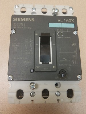 SIEMENS VL160X 3VL1708-1DD33-0AA0 3 Pole 80Amp 480V 1 YEAR WARRANTY | eBay