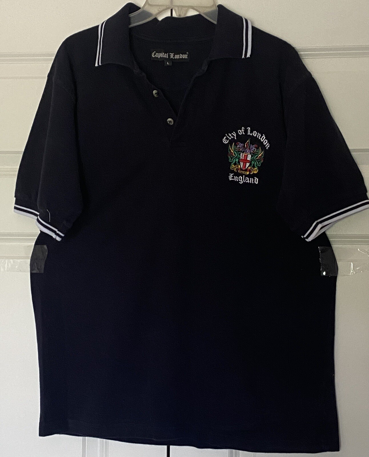 Capital London Mens Black Short Sleeve City Of London Polo Shirt Sz Lrg ...