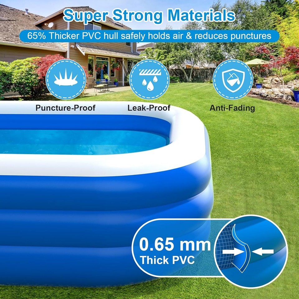 Kids Large Inflatable Swimming Pool 15 ft Backyard Splash Center with ...
