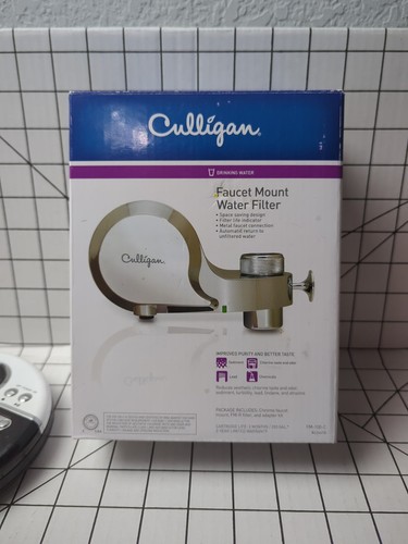 NIB CULLIGAN Chrome Faucet Mount Water Filter FM-R & Adapter Kit FM-100 ...