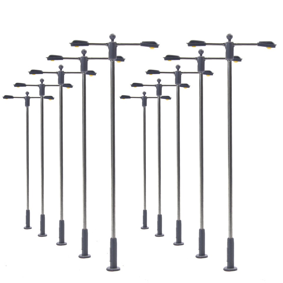 10pcs Model Railway HO Scale Lamp Warm White Two-heads LED Street Light ...