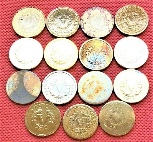 SET OF 15 GOLDEN COLOR LIBERTY V-NICKELS, "NOT" RACKETEER COINS, SEE ...