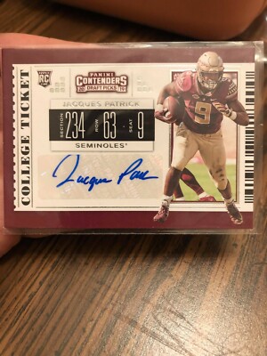 JACQUES PATRICK 2019 CONTENDERS "COLLEGE TICKET" FSU ROOKIE AUTOGRAPH ...