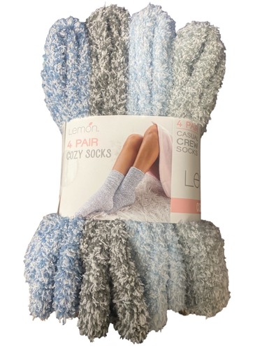 Lemon Women's Cozy Crew Socks - 4 Pairs (Fits Shoe Size 5-9.5) - Soft ...