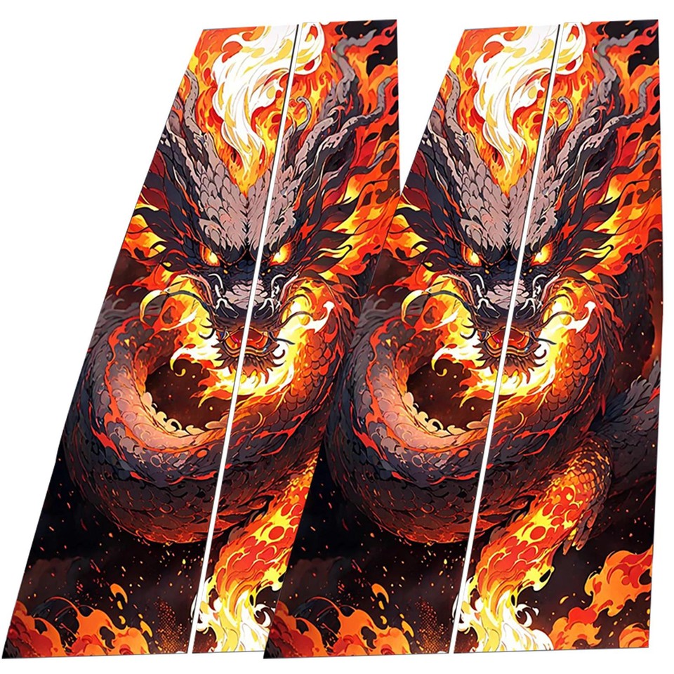 Car Center Pillar Sticker Car Door Pillar Decals Black Wolf Engulfed In ...