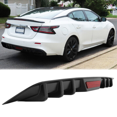 Rear Bumper Diffuser Spoiler Splitter Lip W/ LED Lights For Nissan ...