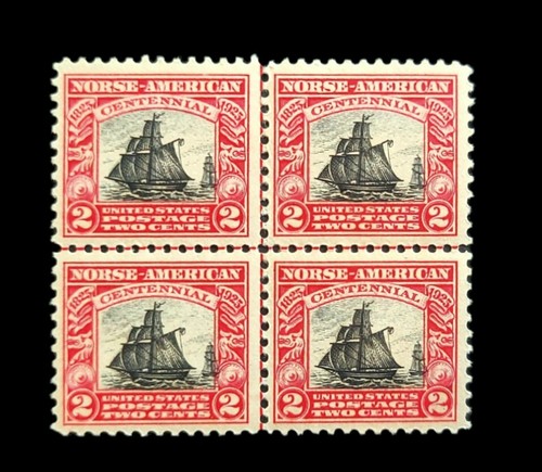 1925 Center Line Block 620! VF/XF Mint MH US Stamps! 2c Norse American ...