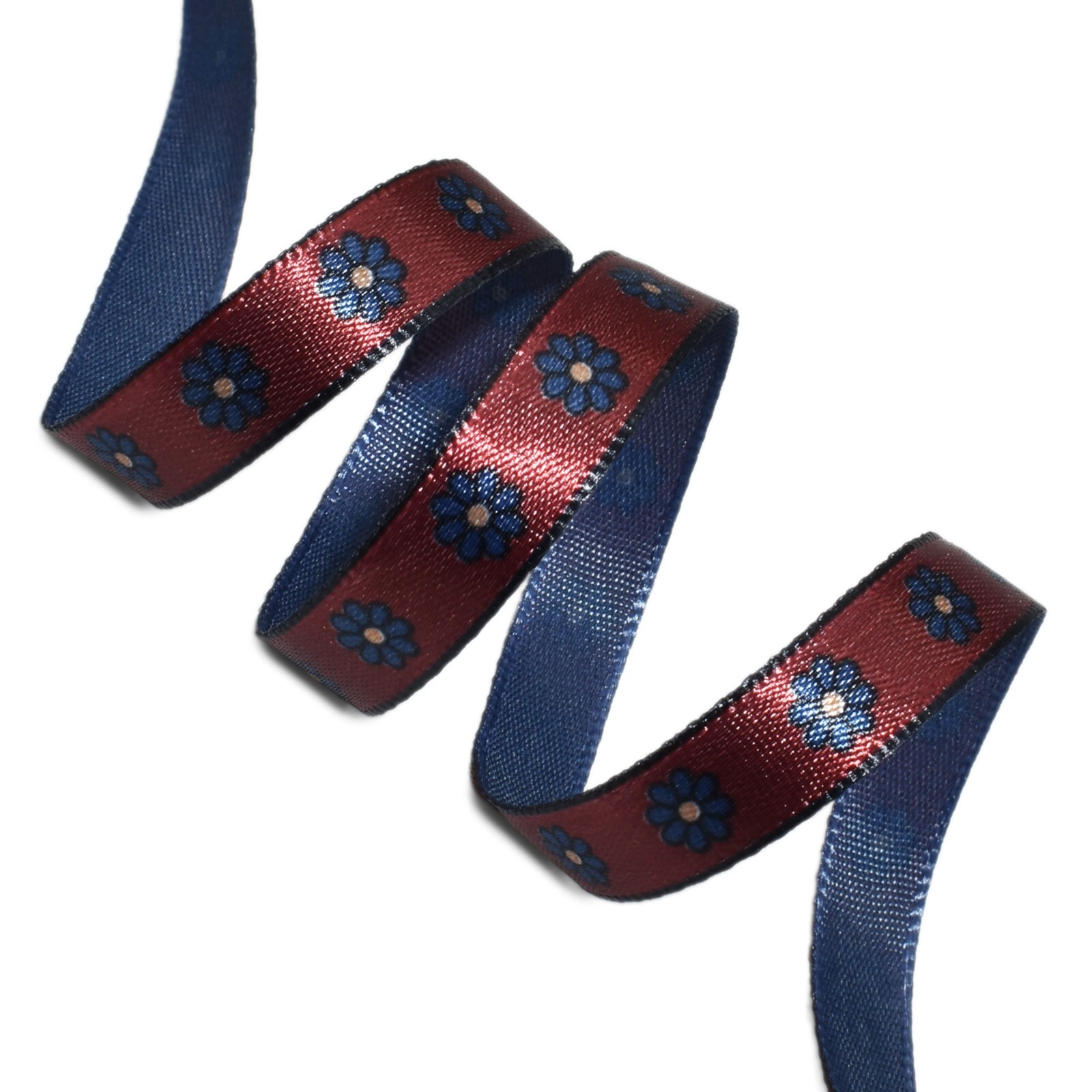 8 Yards Dark Red Blue Daisy Flowers Daisies Satin Ribbon 3/8"W | eBay