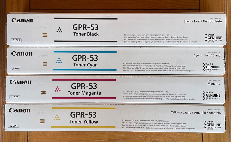 Canon OEM GPR-53 Toner Cartridges, Set Of All 4, BK/C/M/Y- NEW & FREE ...