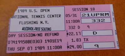 US Open Tennis New York Ticket Stub September 7, 1989 Day Session # 18 ...