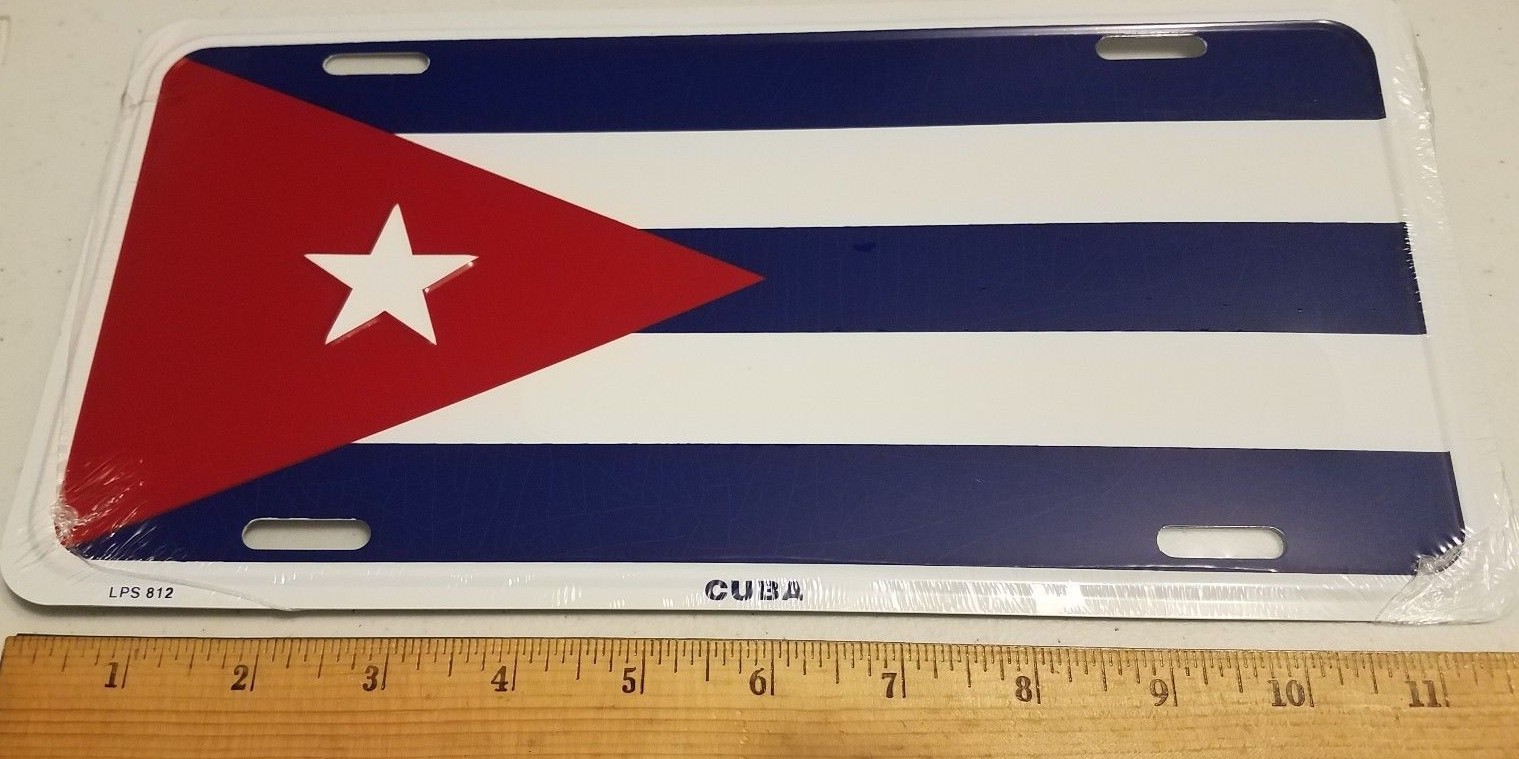 Cuba Flag METAL LICENSE PLATE Vehicle Sign Tag Lone Star of Narciso ...