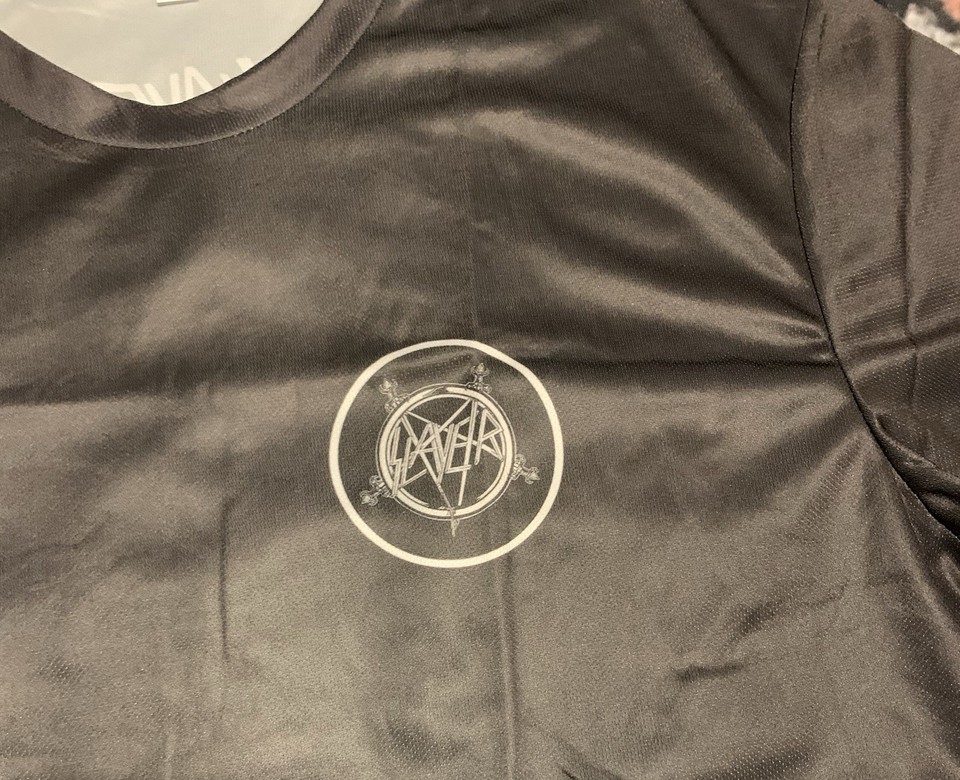 Slayer Chest Logo Men’s Thrash Heavy Metal Slim Fit Football Shirt Top ...