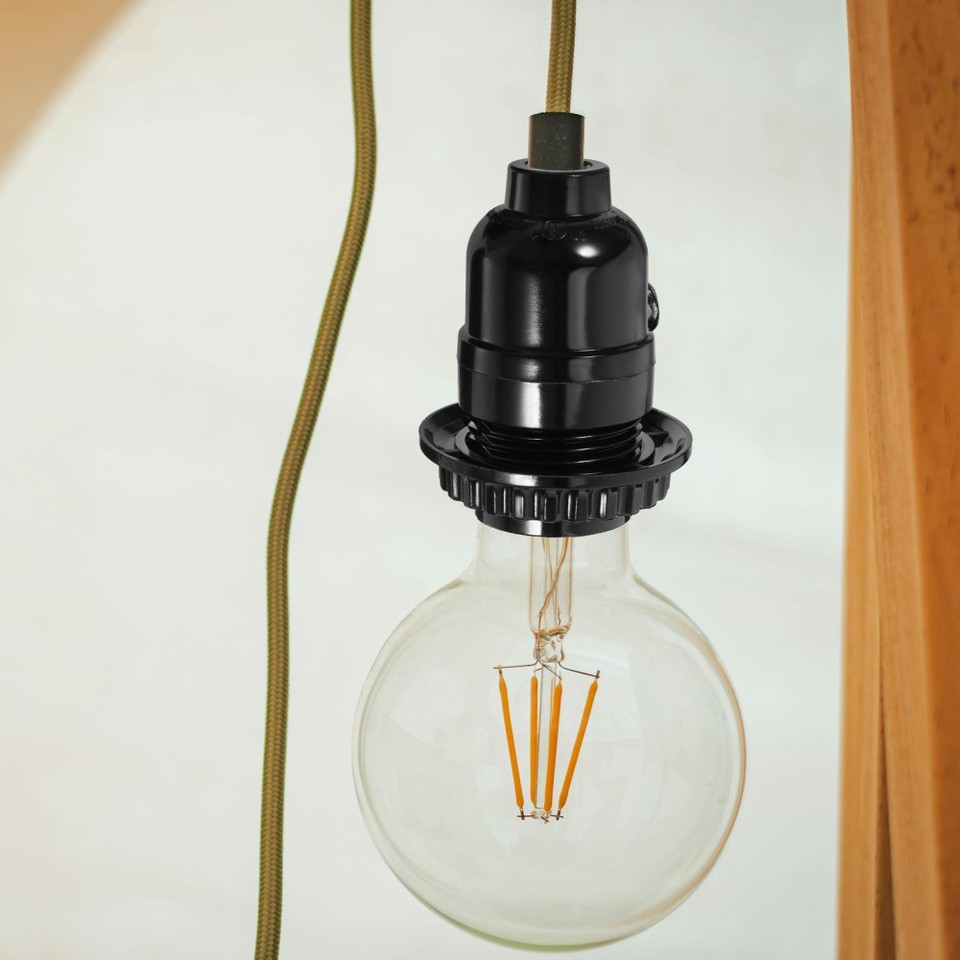 Pull Chain Lampholder E26 Black Plastic Metal Ceiling Light Fixture ...