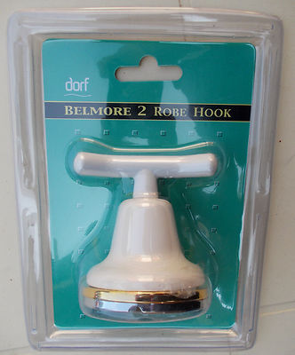 Dorf " Belmore 2 " ROBE HOOK in WHITE withGOLD &CHROME dress rings ...