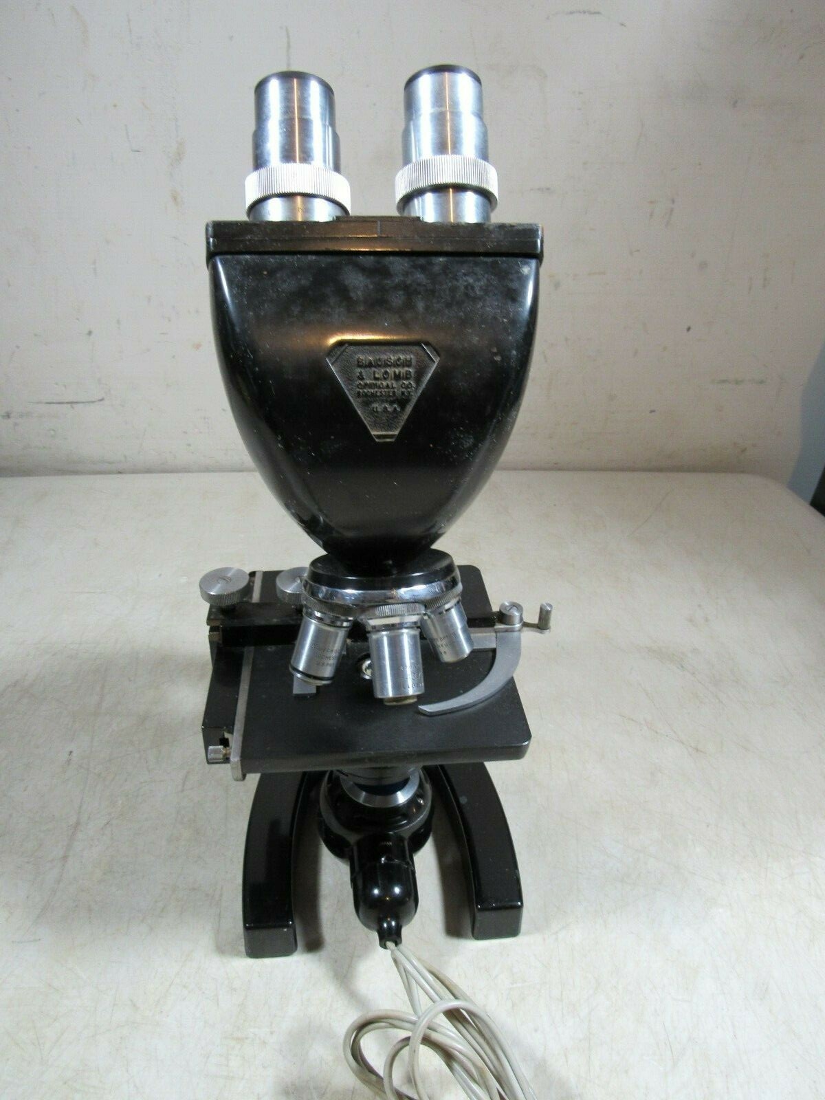 Antique 1945 Bausch & Lomb Binocular Stereo Microscope Monolux Light W ...