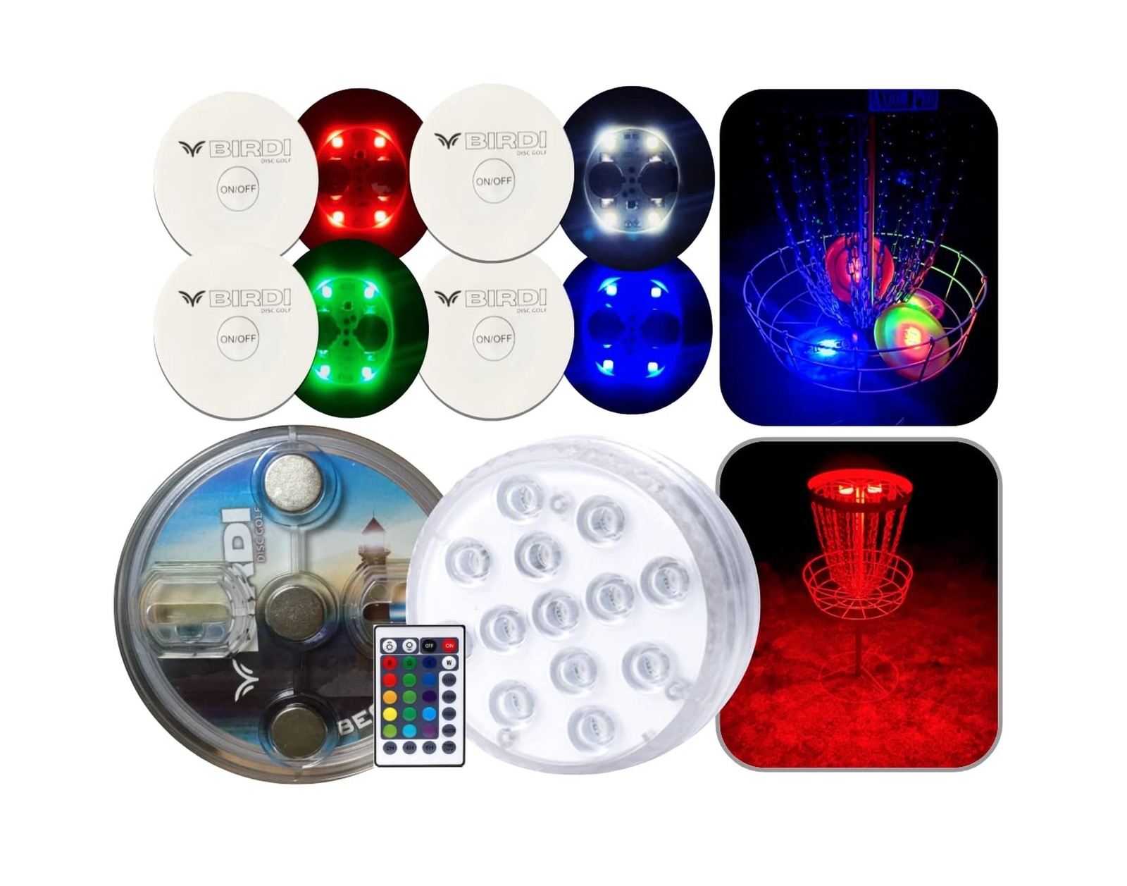 Disc Golf Light Set - Magnetic LED Disc Golf Basket Lights-Remote ...