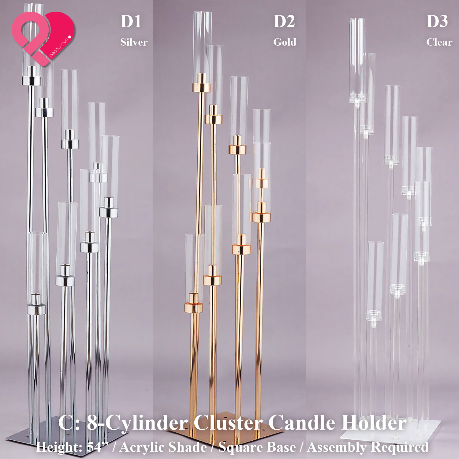 Metal Wire Flower Centerpiece Stand Vase Pillar Wedding Clear PVC ...