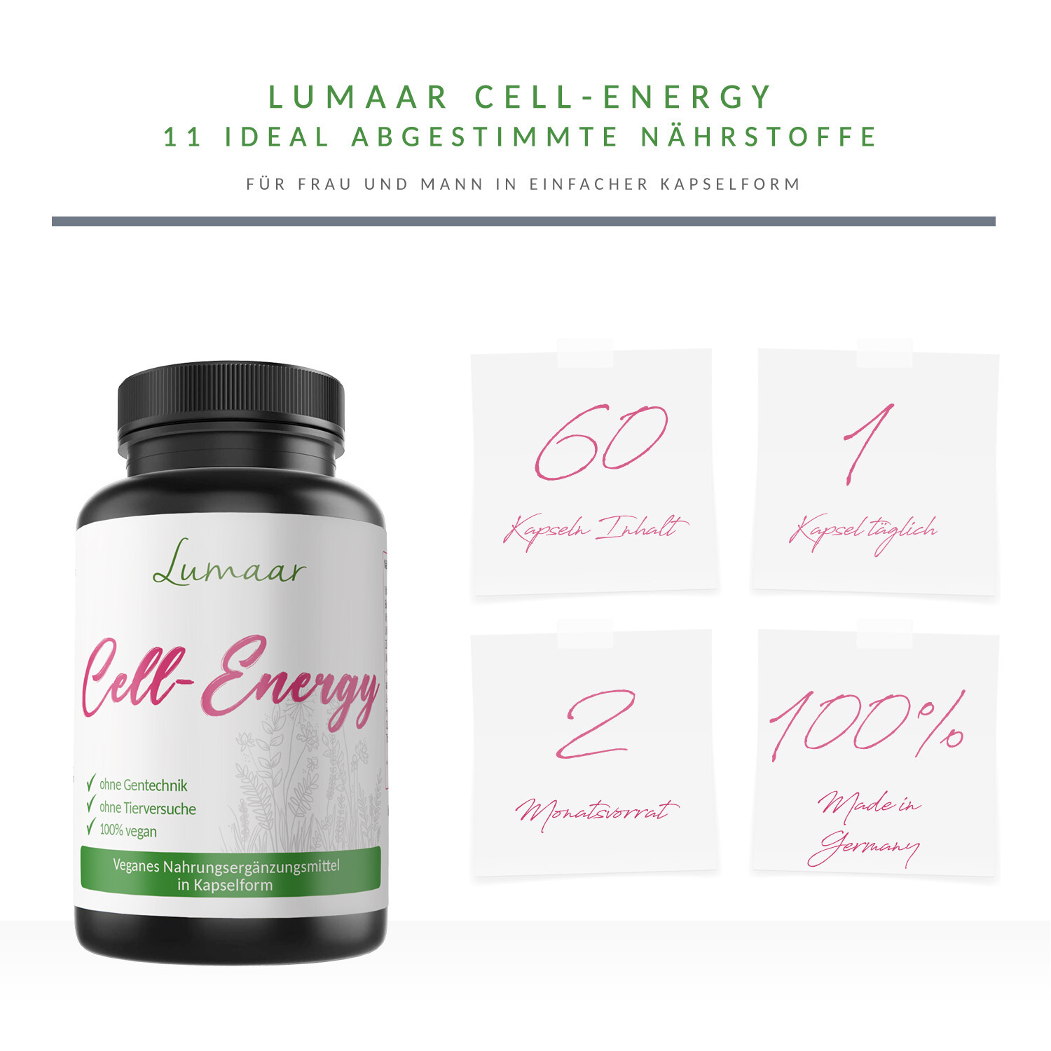 Cell-Energy Kapseln mit Resveratrol + Carnosin + Q10 + Biotin + OPC ...