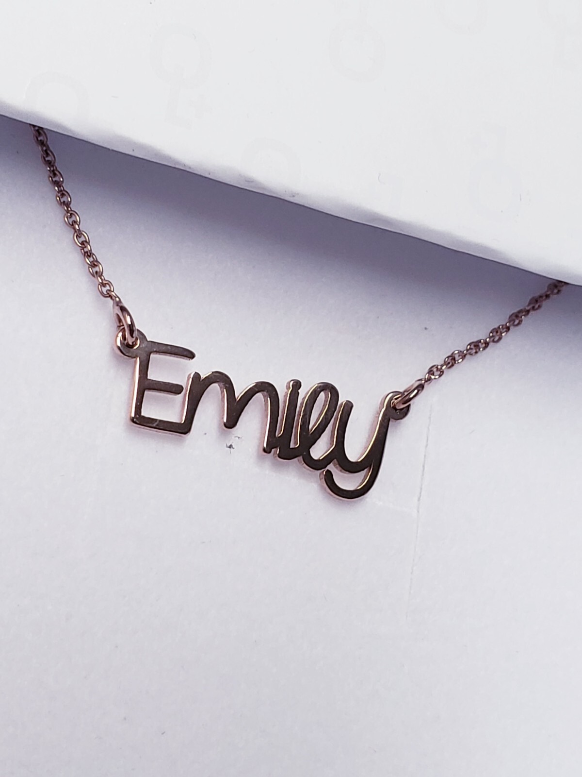 OAK AND LUNA PIXIE NAME "EMILY" NECKLACE - ROSE GOLD … - Gem