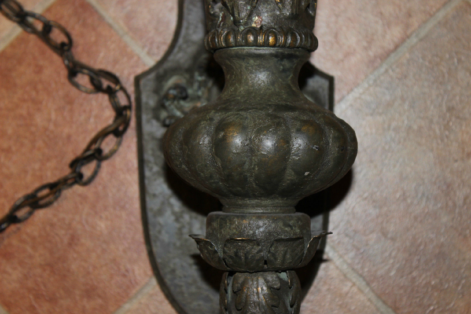 Vintage Medieval Gothic Torch Light Electric Wall Lamp Metal Wood Base ...