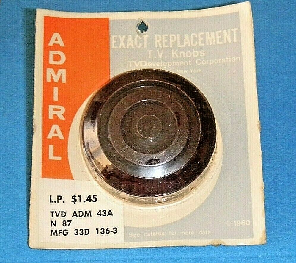 Vintage Admiral 33D 136-3 TV Knob Exact Replacement by TVD #ADM 43A NOS ...