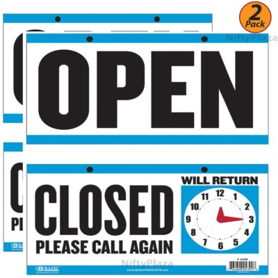 2 Pack - OPEN Sign, CLOSED Sign with Clock on the Back 6"x11.5 ...