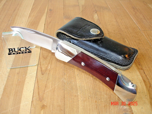VINTAGE PRE 1986 BUCK KNIFE 500 DUKE 440C BLADE MAROON MICARTA HANDLE ...