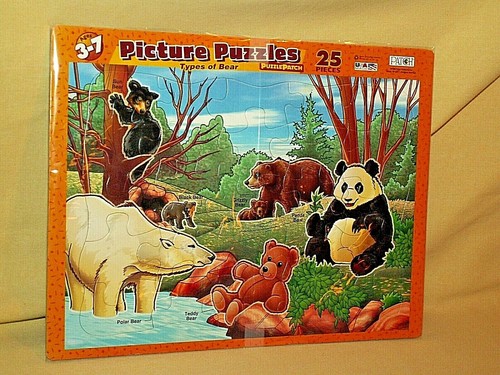 BEAR PUZZLE PATCH FRAME TRAY PICTURE TYPES 25 PC 1999 PANDA TEDDY ...