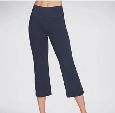 Skechers GOFLEX GoWalk High Waist Slight Flare Crop Pants - Navy Blue ...