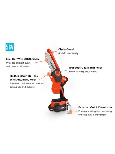 Echo 6” 56V Pruning Saw Kit + Battery & Charger Chainsaw Trees Shrubs ...