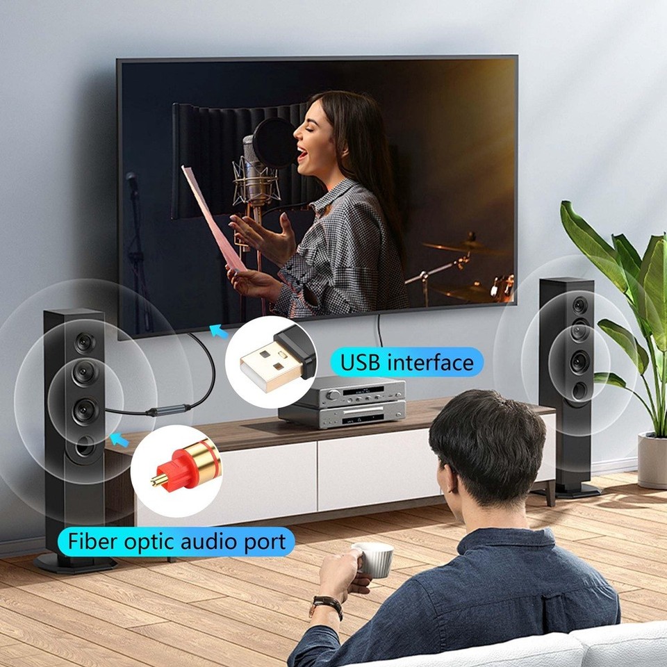 USB to Optical Audio Adapter USB A to Fiber Optic Audio SPDIF Port6614 ...