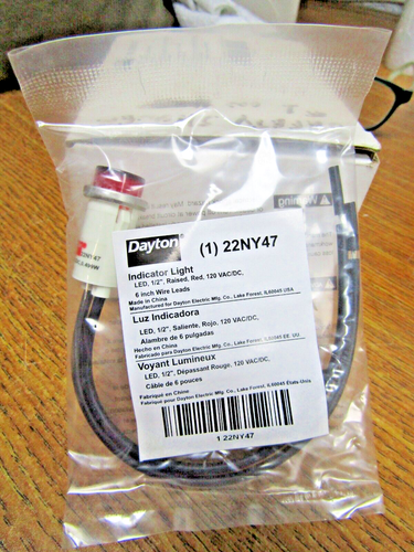 🔥5) NEW DAYTON RED LED INDICATOR LIGHT 1/2" RAISED 120V AC/DC 22NY47 ...